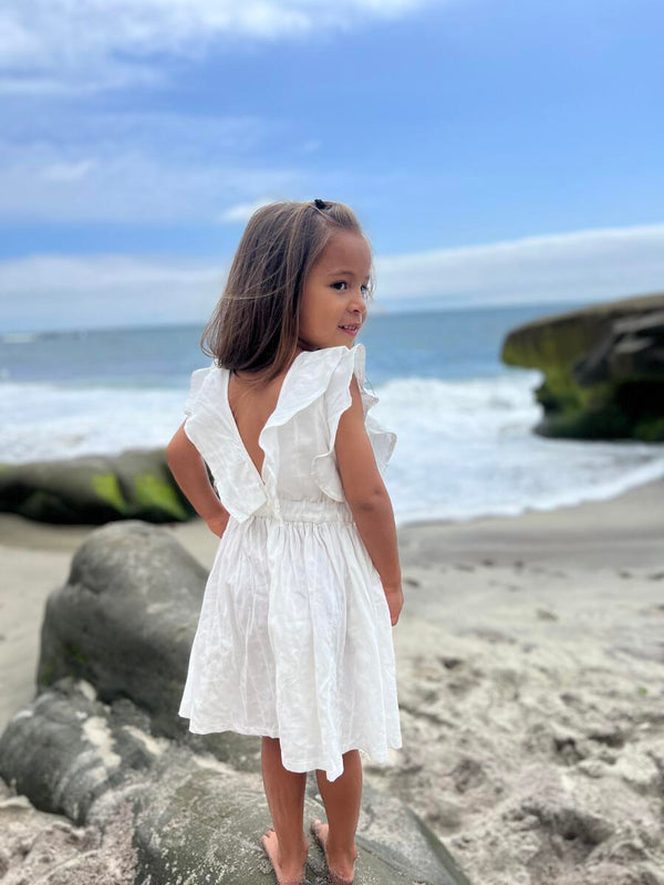 Sandy Dress | Ivory Stripe - Threadfare Children's Boutique