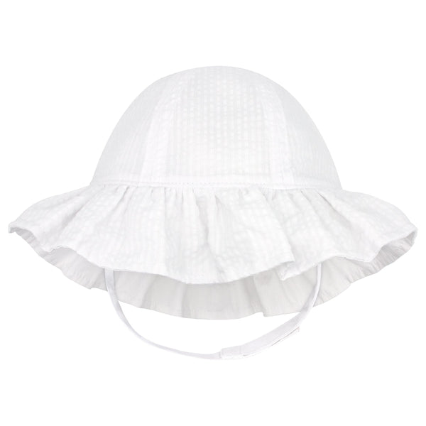 Reversible Girls Seersucker Ruffle Brim Hat - Threadfare Children's ...